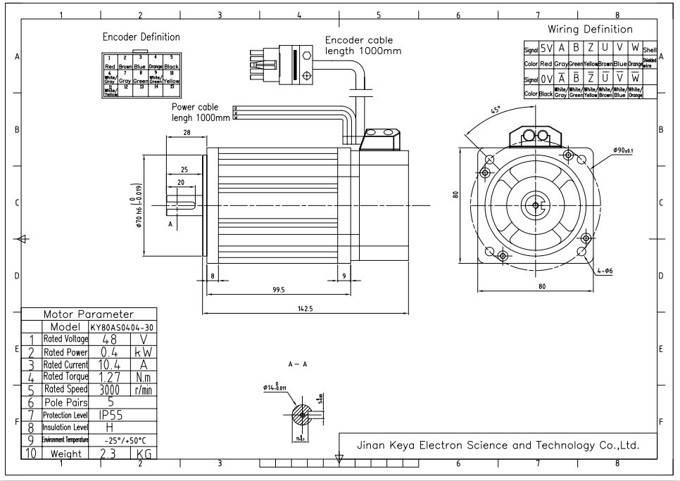 Brushless servo dc motor Flange diameter 80mm 48v 400w 3000rpm 3pole pairs for AGV tracked ...